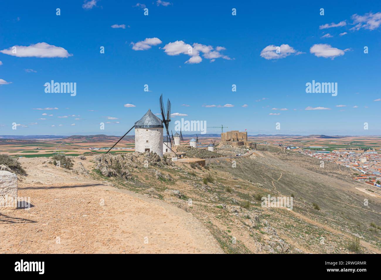 Historic mills, Spanish countryside backdrop. An elegant ballet of ...