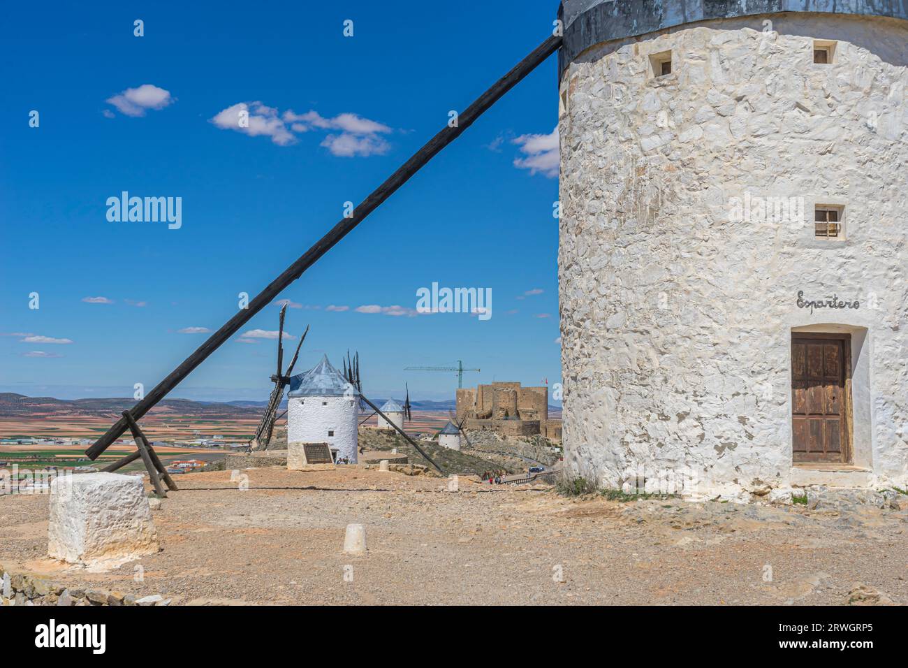 Historic mills, Spanish countryside backdrop. An elegant ballet of ...