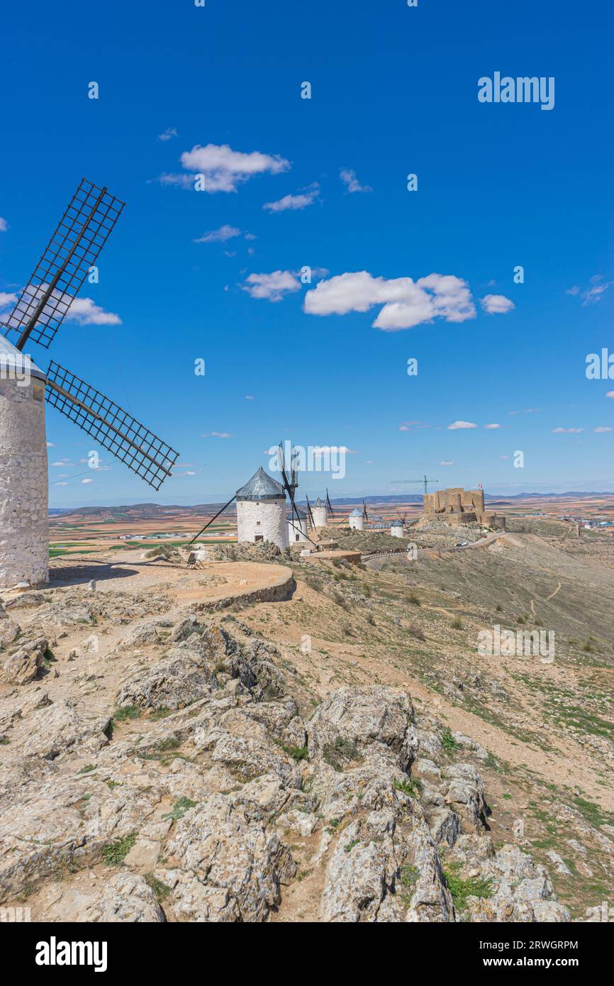 Historic mills, Spanish countryside backdrop. An elegant ballet of ...
