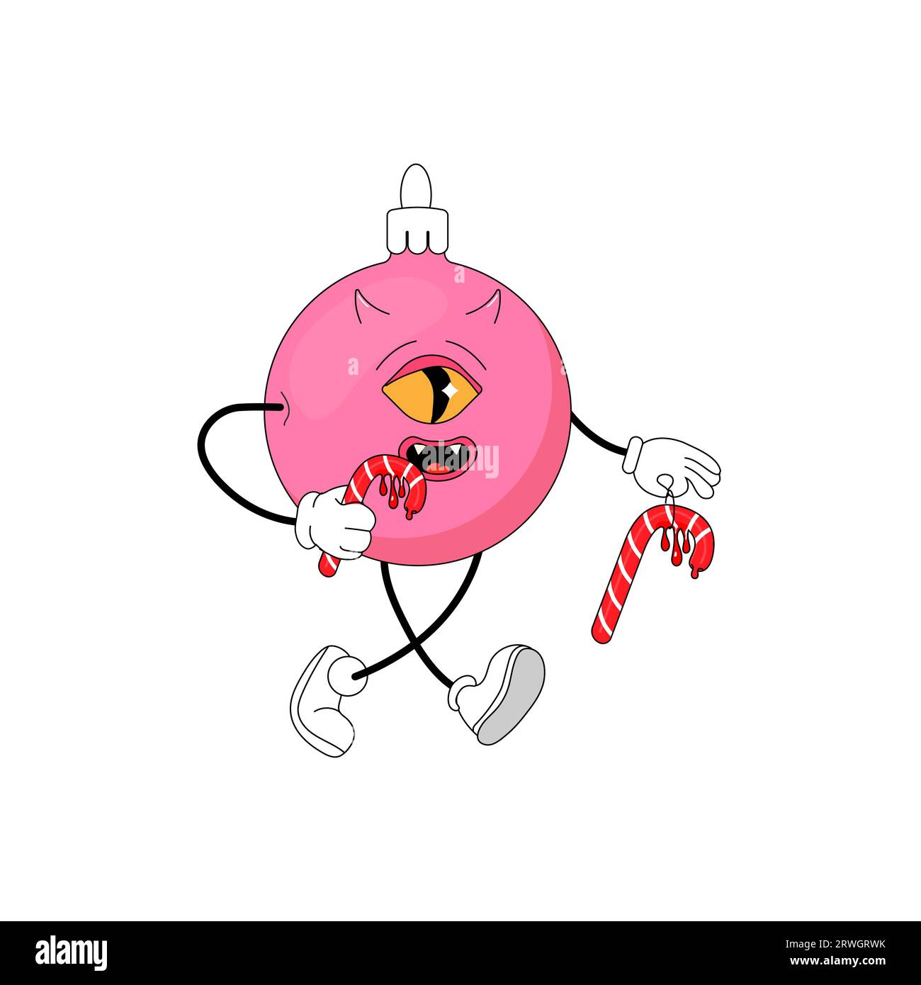 psychedelic groovy Christmas character ball devil comes with a candy ...