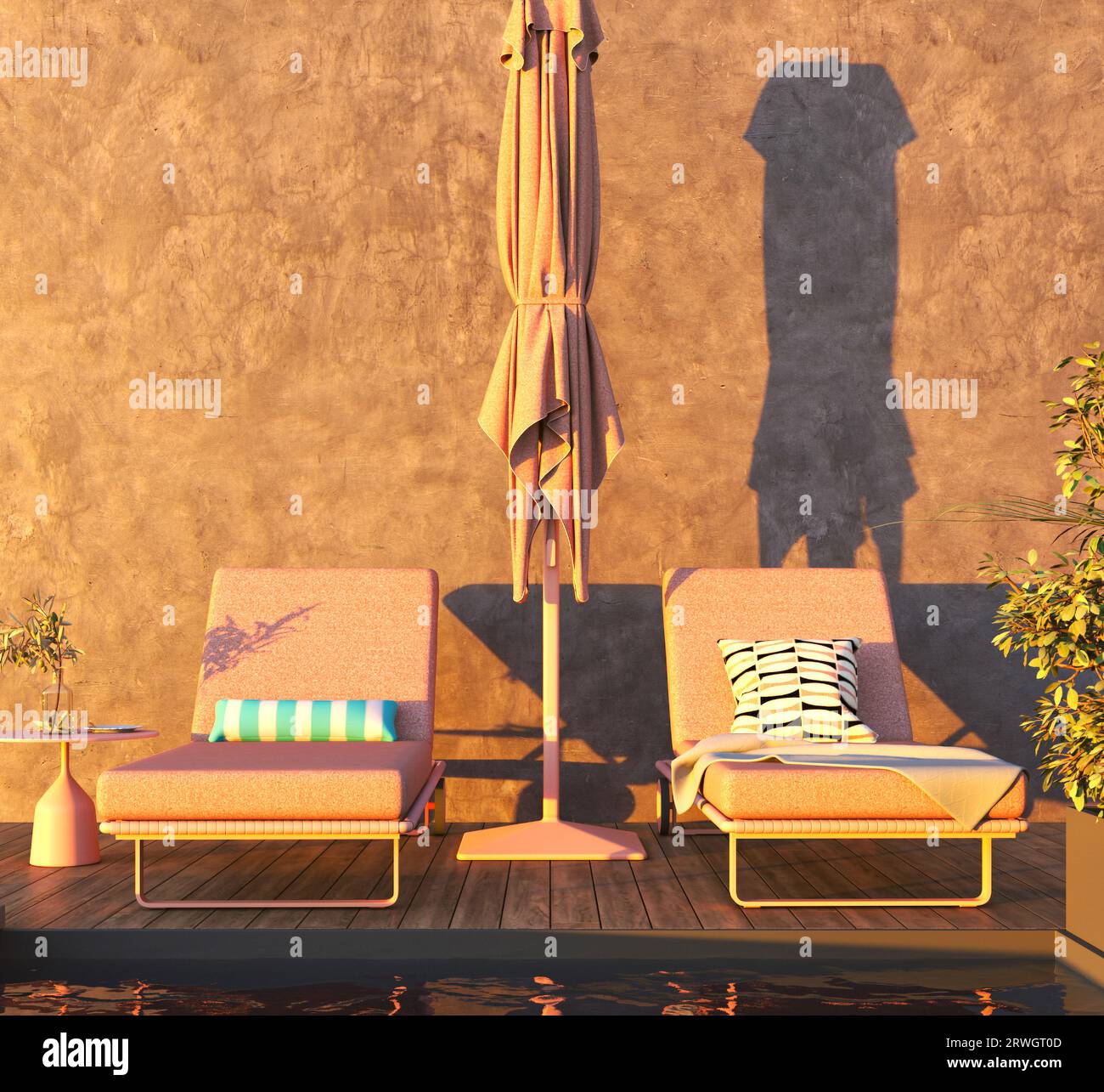 Luxury hotel design. Modern villa outside with beautiful garden, brown ...