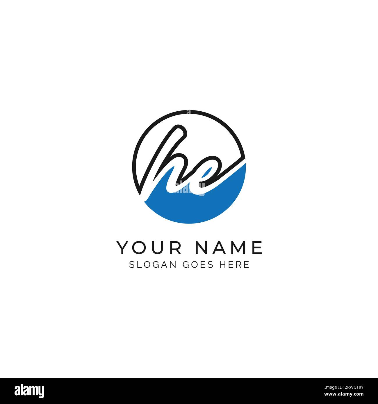 H, E, HE Initial letter handwritten and signature vector image template ...