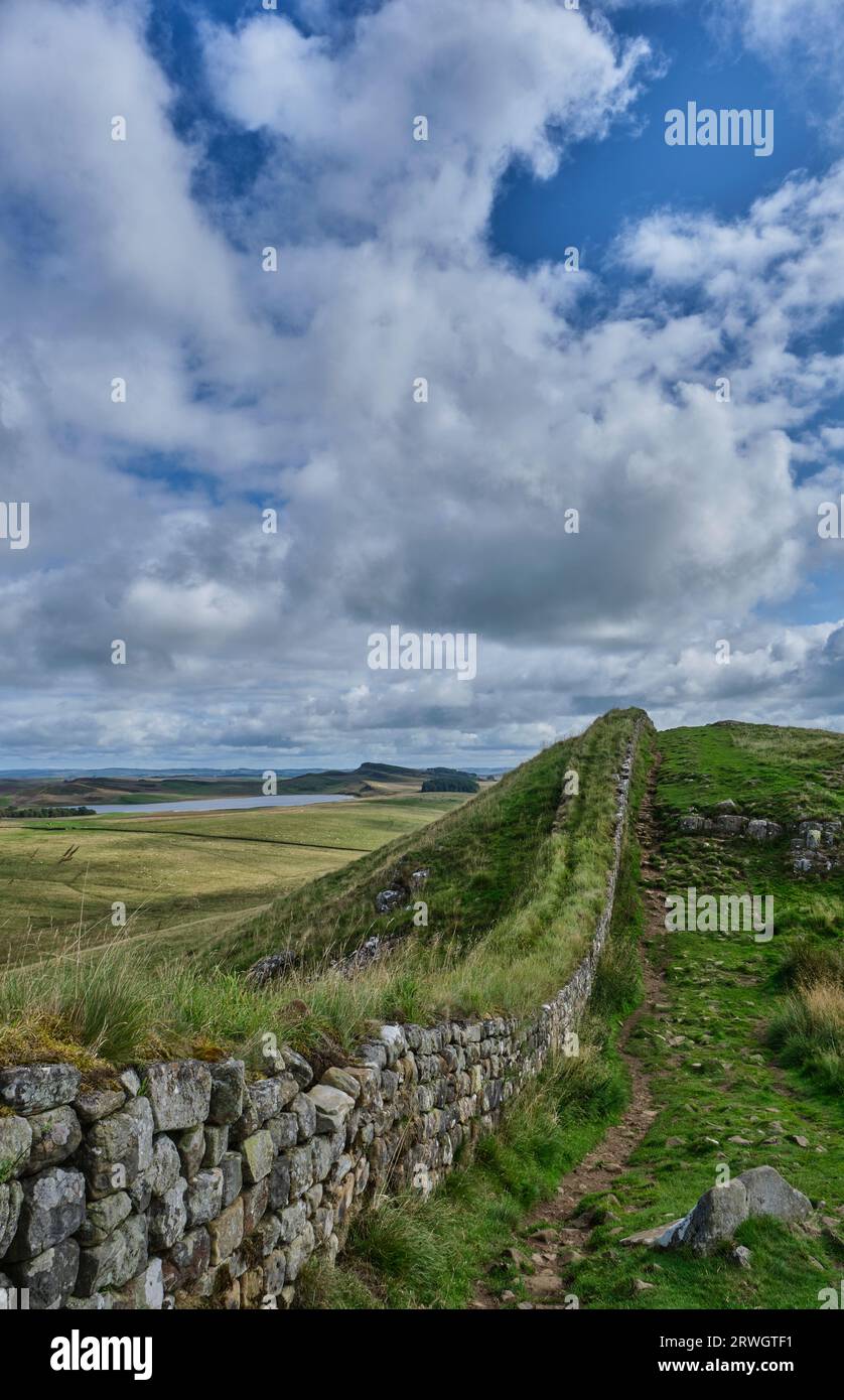 Hadrian's Wall and National Trail and Broomlee Lough, near Housesteads ...