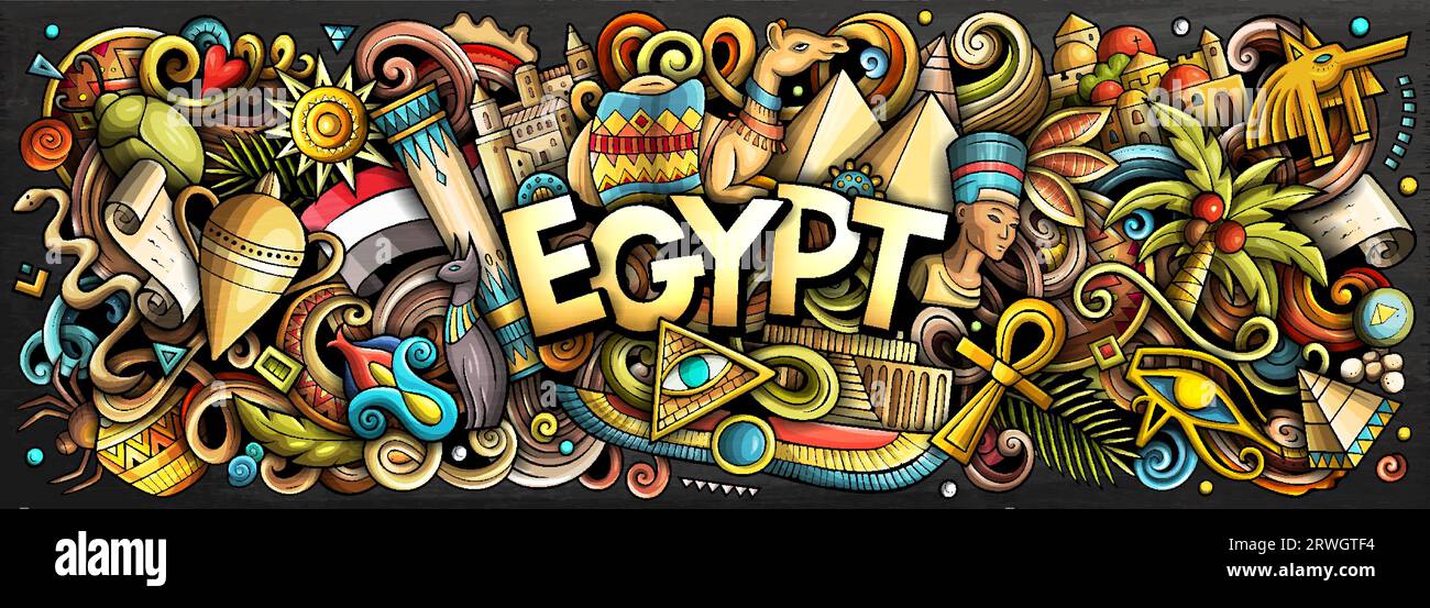 Egypt doodle cartoon funny banner Stock Vector Image & Art - Alamy