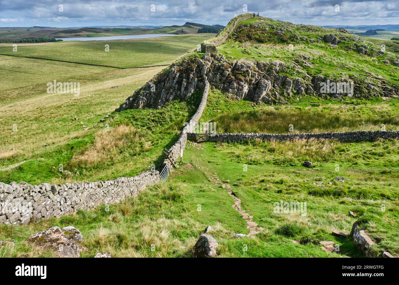 Hadrian's Wall and National trail near Housesteads, Northumberland ...