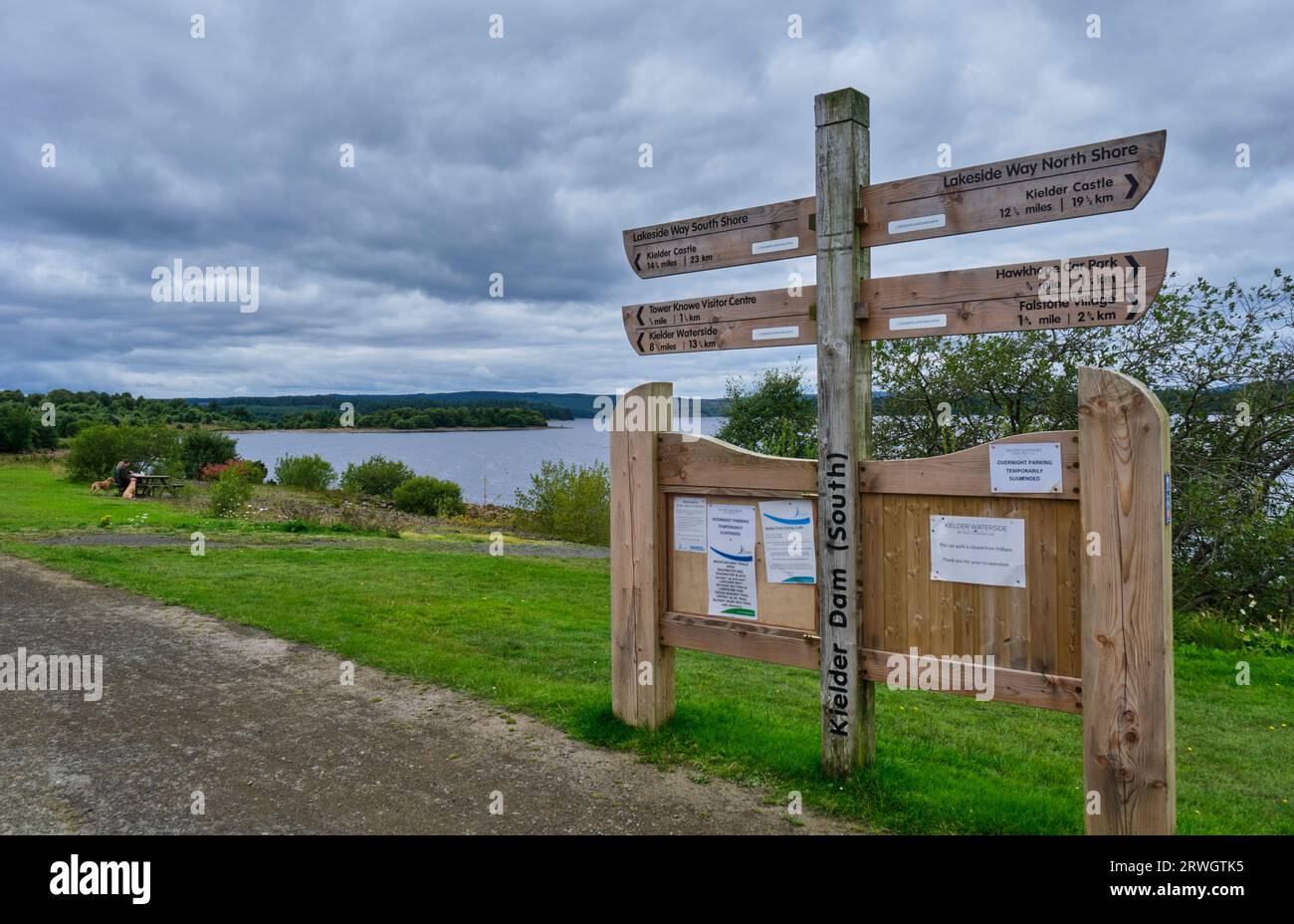 The Lakeside Way path at Kielder Water, Kielder, Northumberland Stock ...