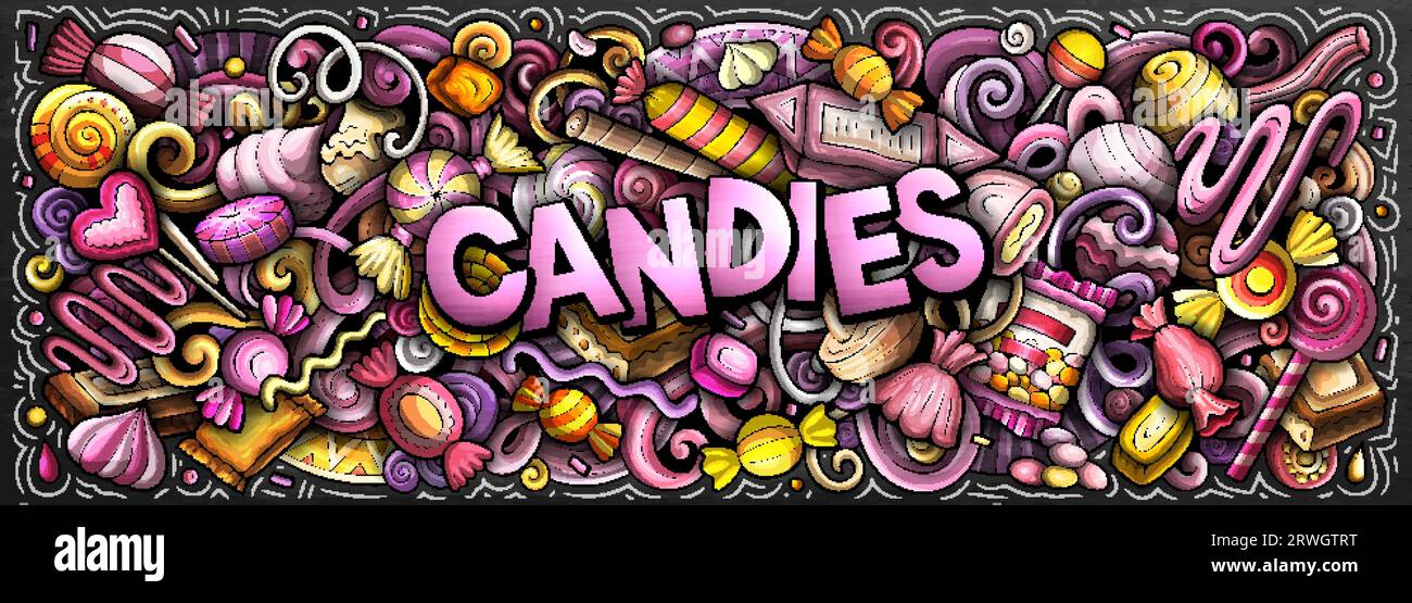 Candies doodle cartoon funny banner Stock Vector Image & Art - Alamy