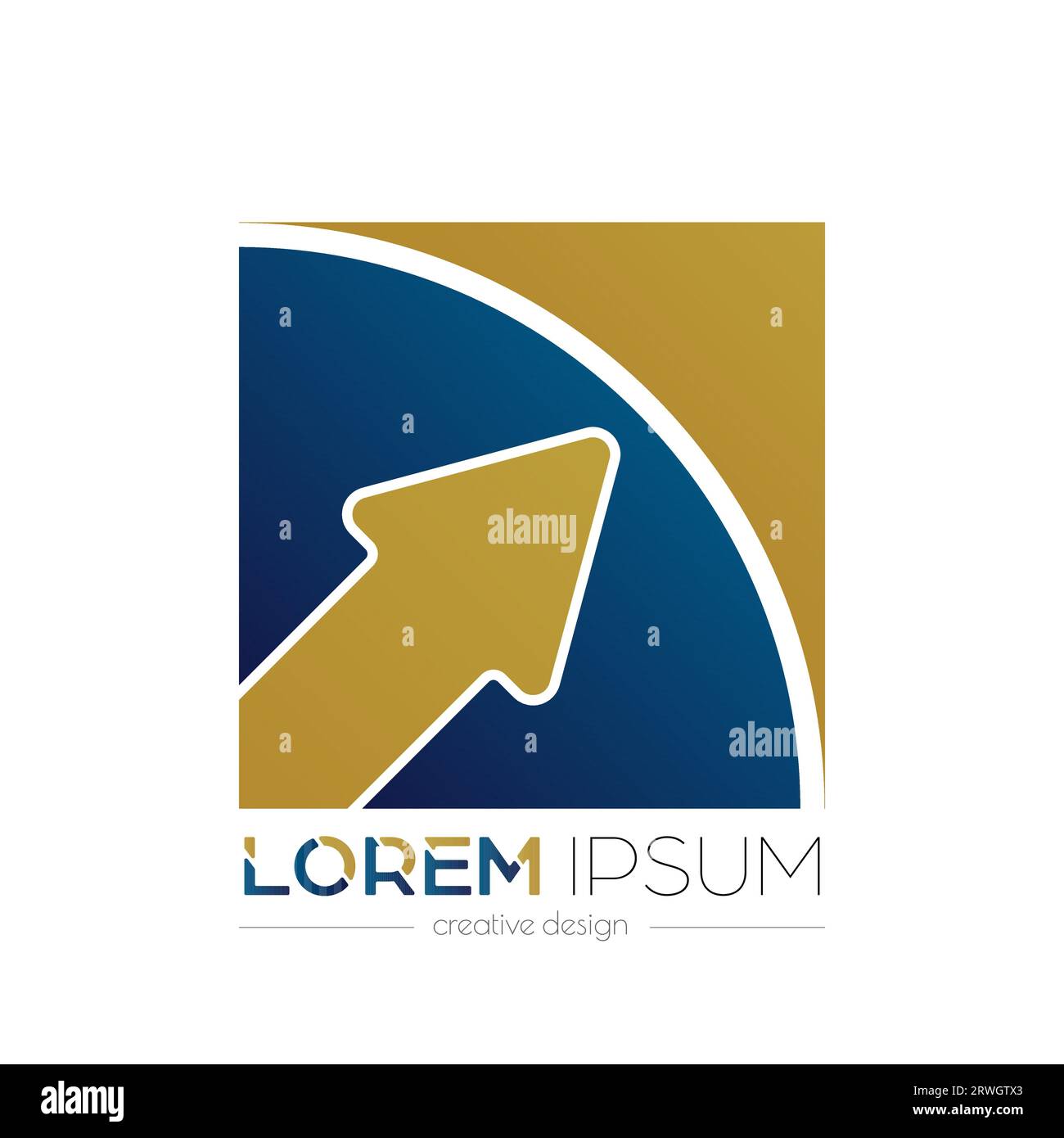 Company logo. The arrow is in the square. Template for a brand, sticker ...