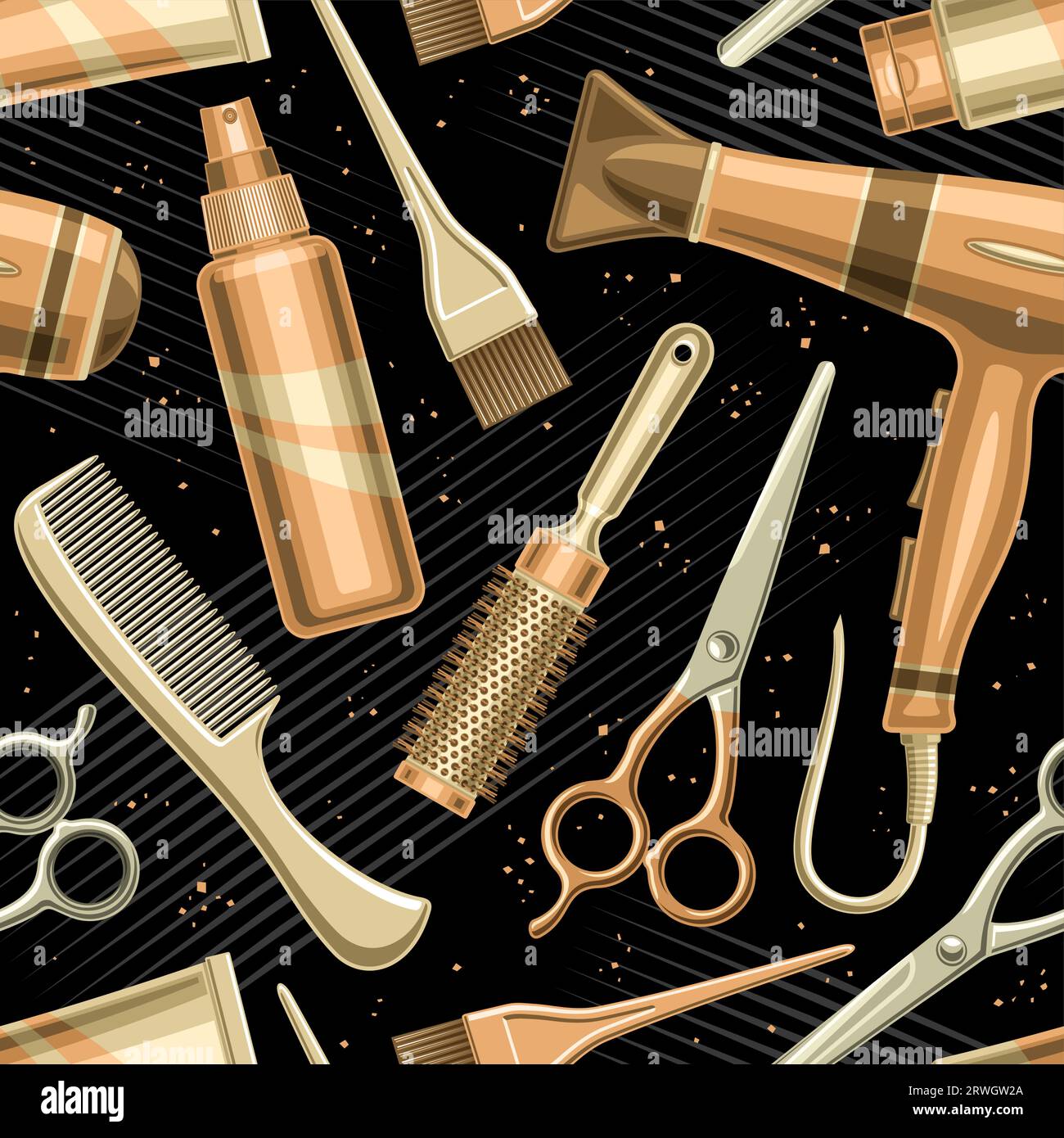 Vector Hair Salon Seamless Pattern, repeat background with ...
