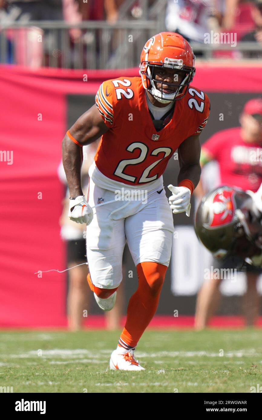 Chicago Bears safety Elijah Hicks (22) runs to the ball carrier during ...
