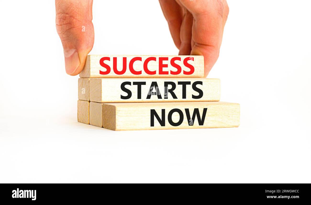 Success starts now symbol. Concept word Success starts now on beautiful ...