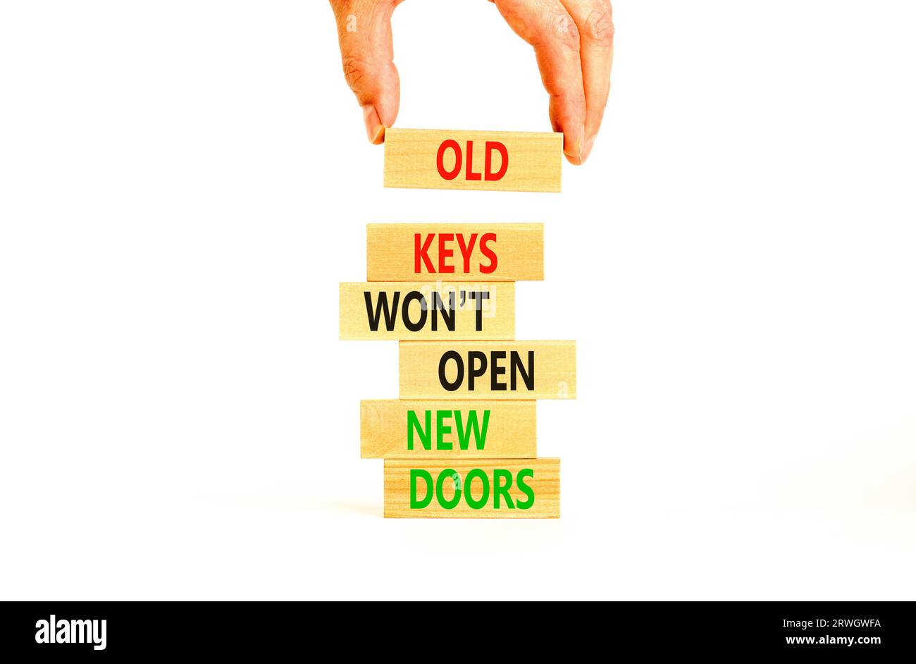 Old keys do not open new doors symbol. Concept words Old keys do not ...