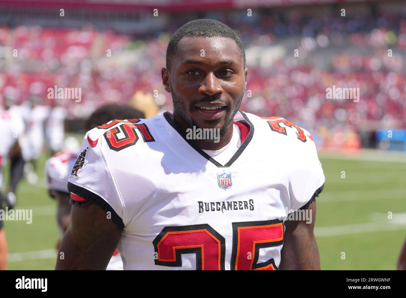 Tampa Bay Buccaneers cornerback Jamel Dean (35) leaves the field ...