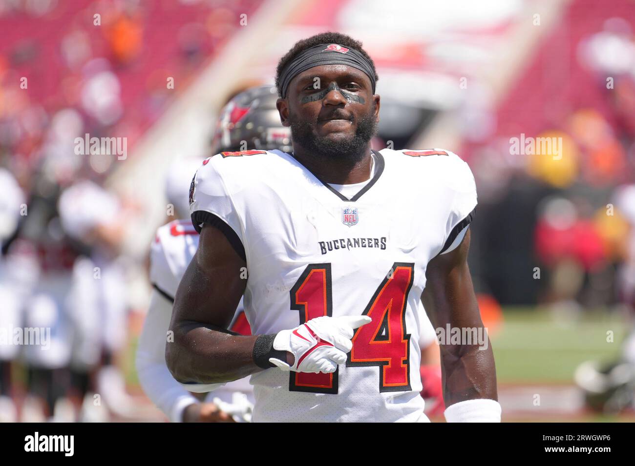 Tampa Bay Buccaneers wide receiver Chris Godwin (14) leaves the field ...