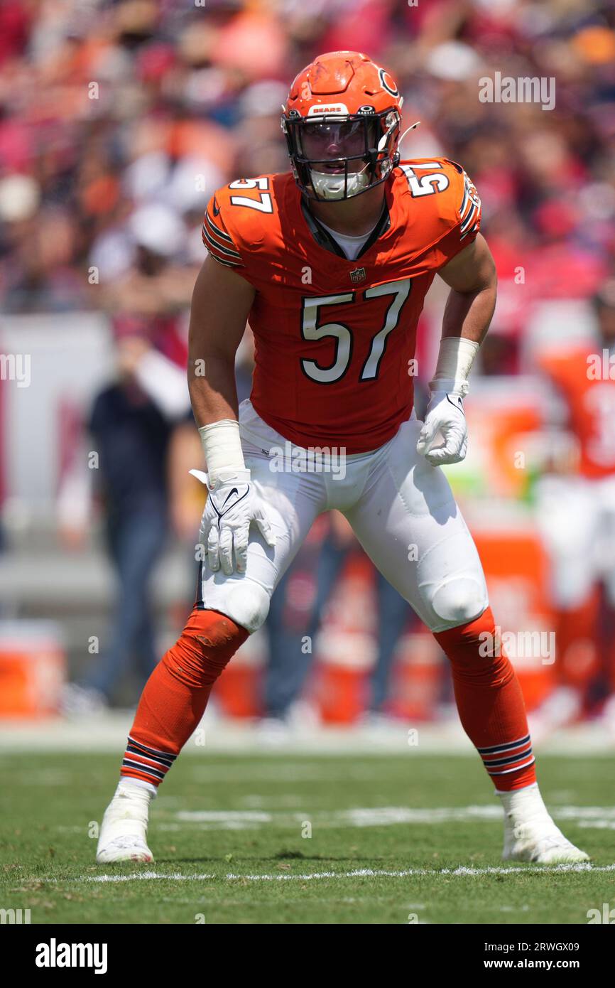 Chicago Bears linebacker Jack Sanborn (57) waits for the snap during an ...