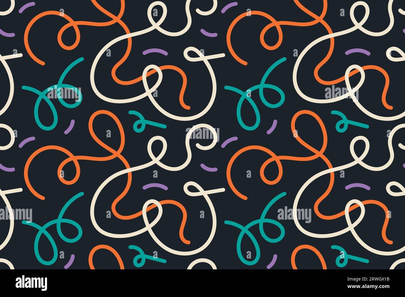 Bright colored squiggle doodle seamless pattern. Creative abstract ...