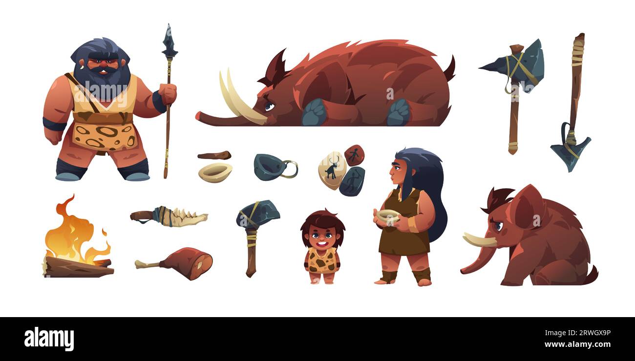 Stone age prehistoric people Cut Out Stock Images & Pictures - Alamy