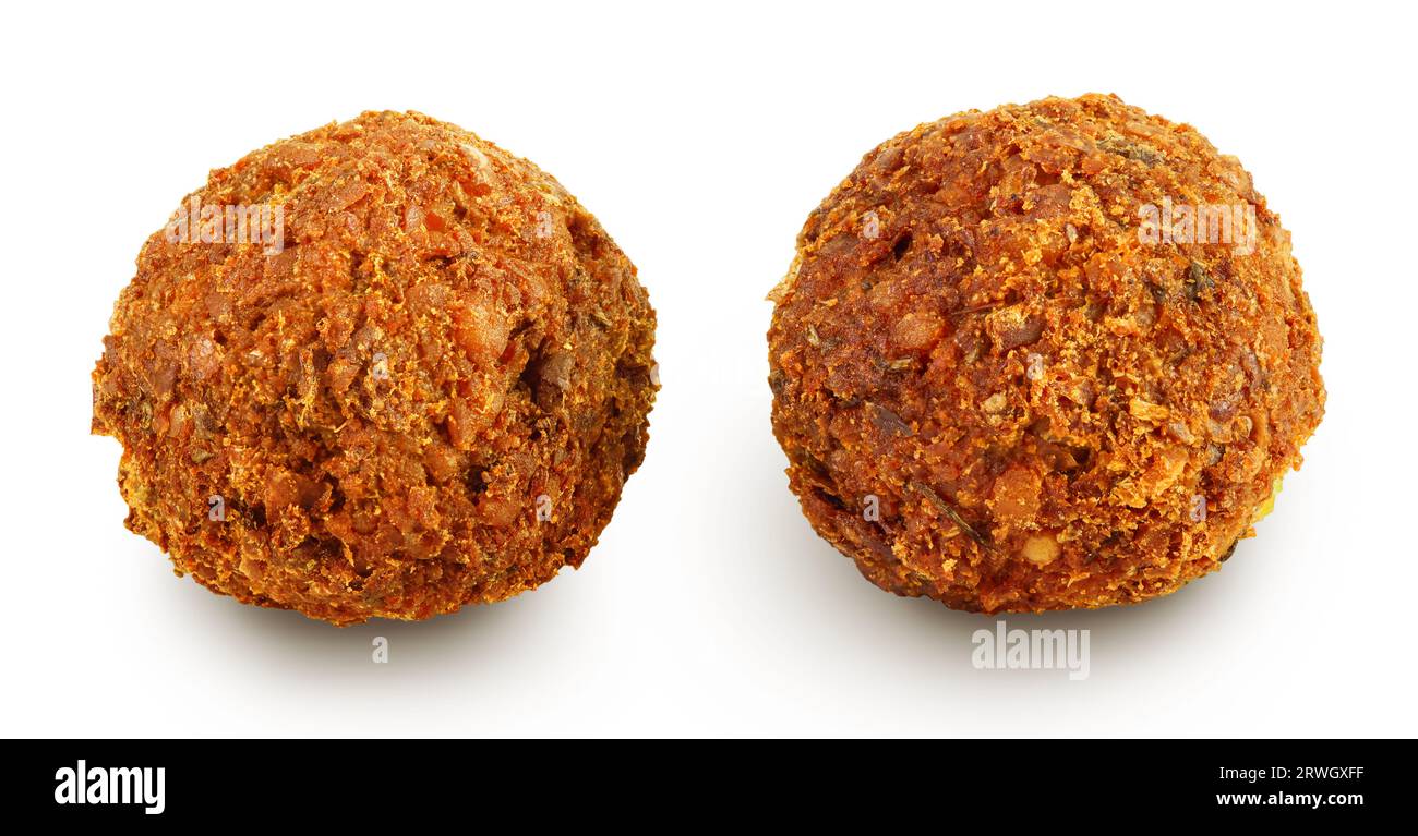 falafel ball with half isolated on a white background with full depth ...