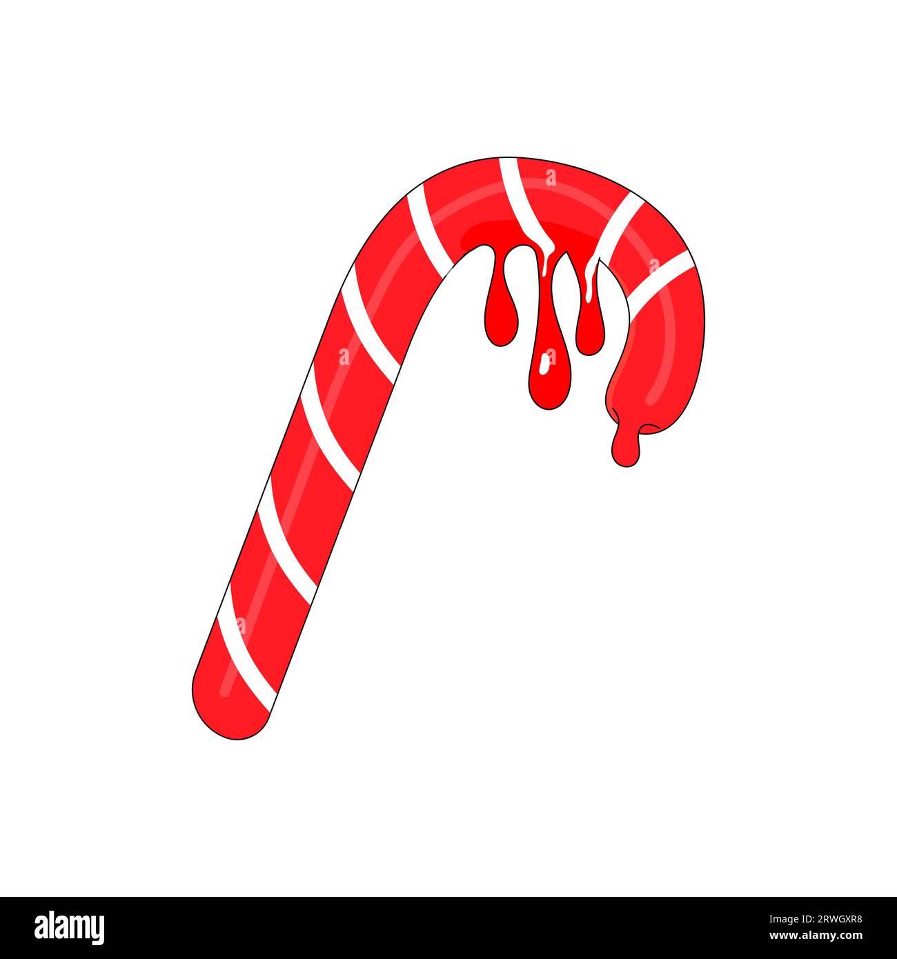 Christmas red white lollipop melted, flowing, dripping. Vector ...