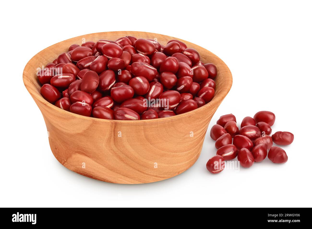 Red adzuki beans in wooden bowl isolated on white background Stock ...