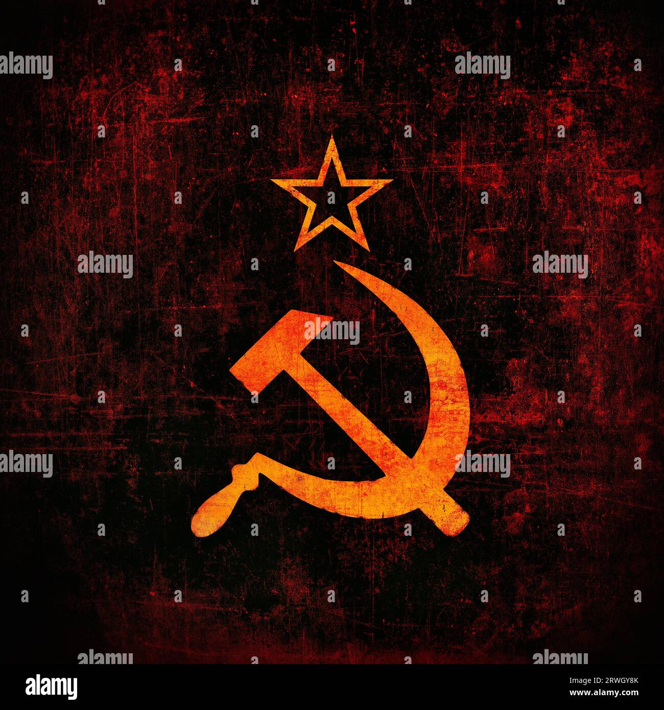 Soviet Union symbol: star, hammer and sickle. USSR sign, grunge ...