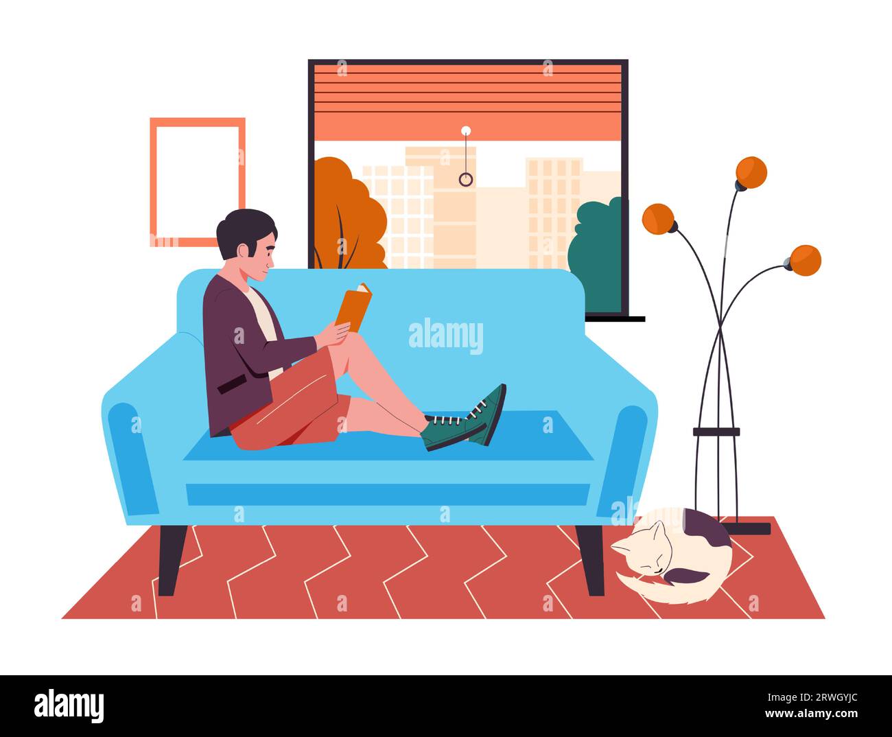 Cartoon man book Cut Out Stock Images & Pictures - Alamy