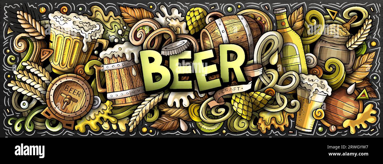 Beer doodle cartoon funny banner Stock Vector Image & Art - Alamy