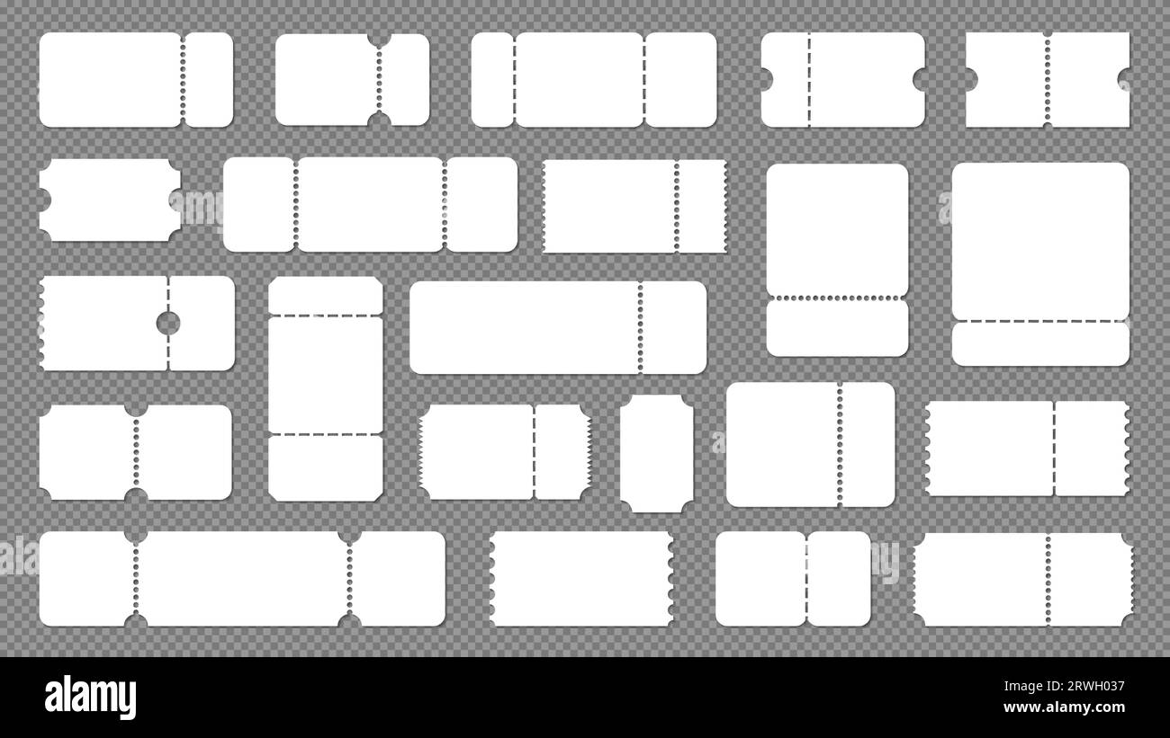 Blank ticket template. Money coupon mockup with text and logo, theater ...