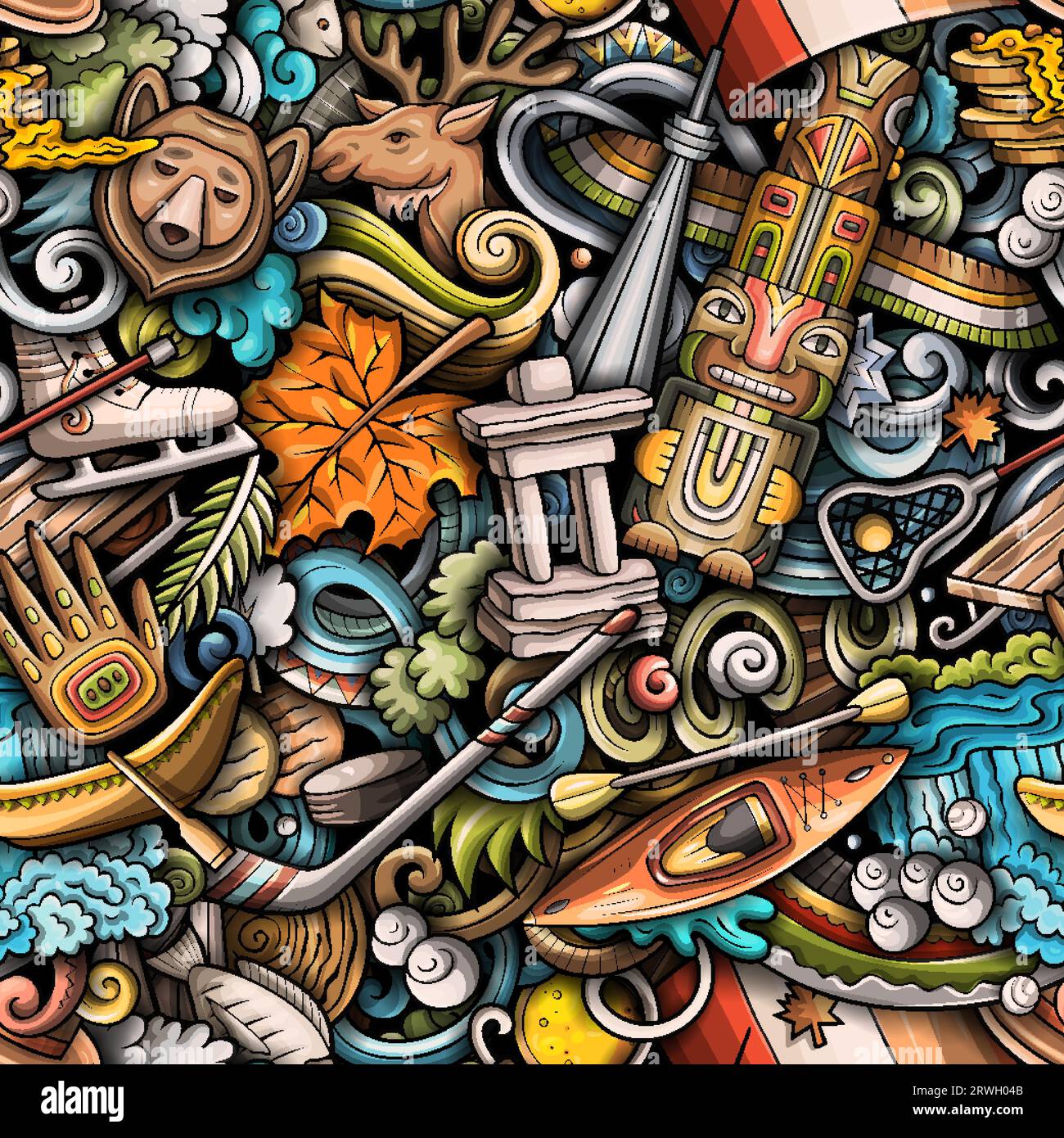 Cartoon doodles Canada seamless pattern Stock Vector Image & Art - Alamy