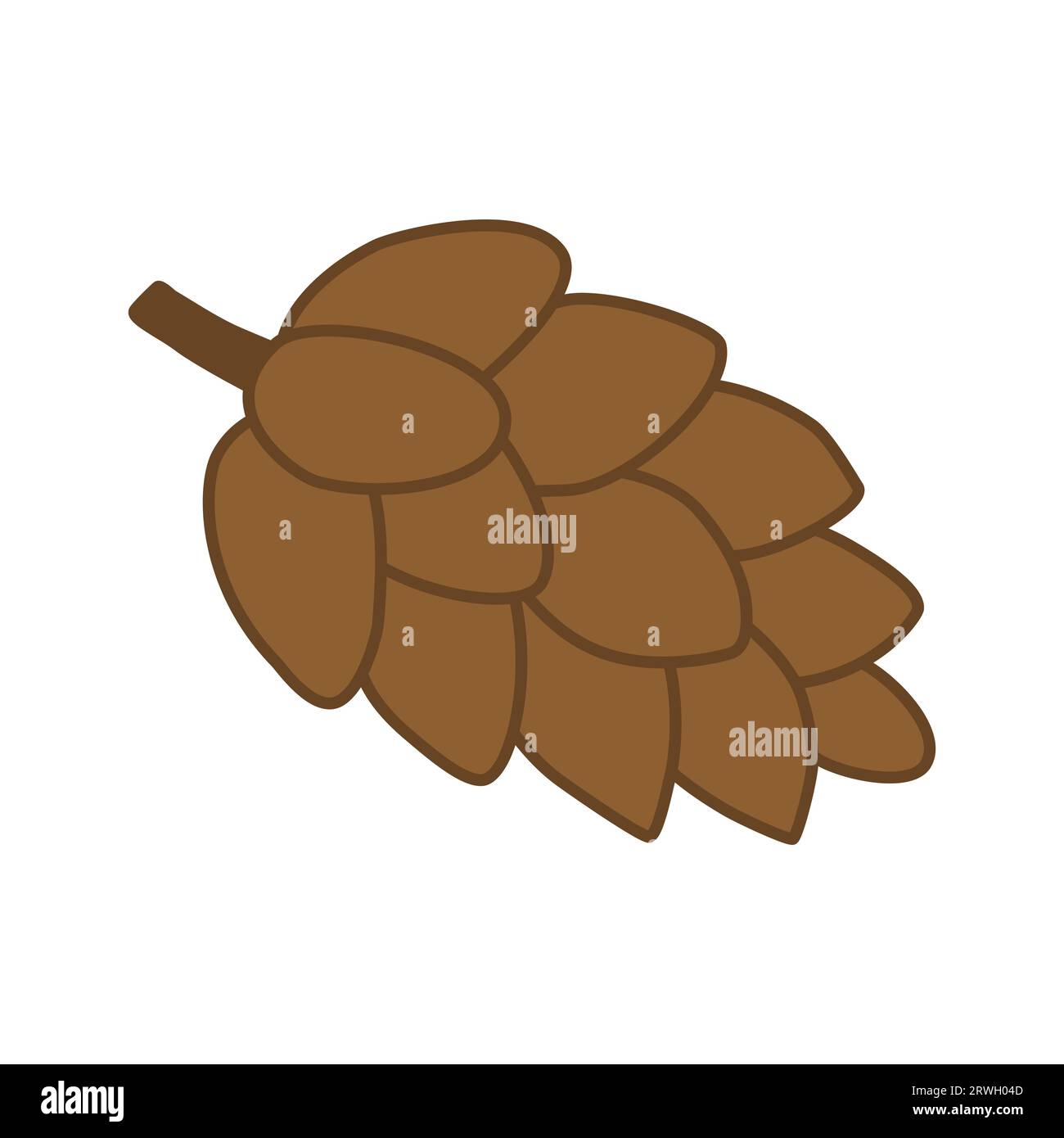 Simple flat pine cone, winter holidays greeting card design template element, vector ...