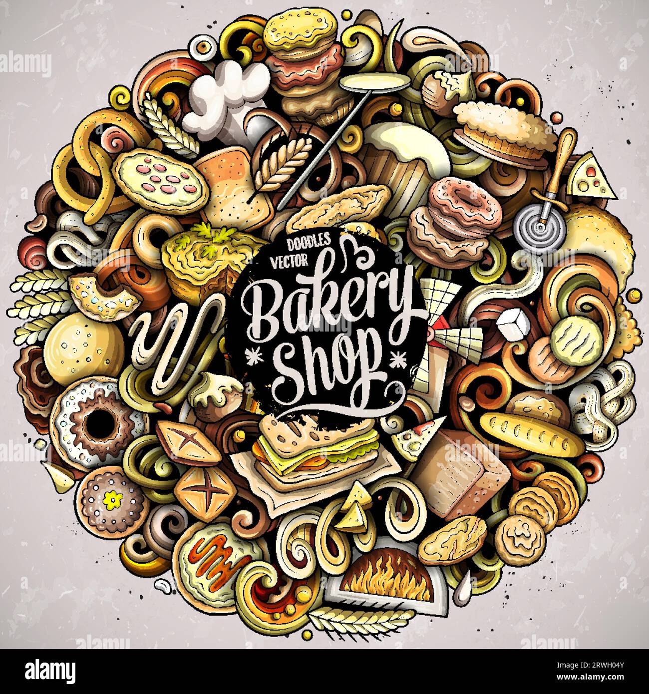 Bakery doodle cartoon funny banner Stock Vector Image & Art - Alamy