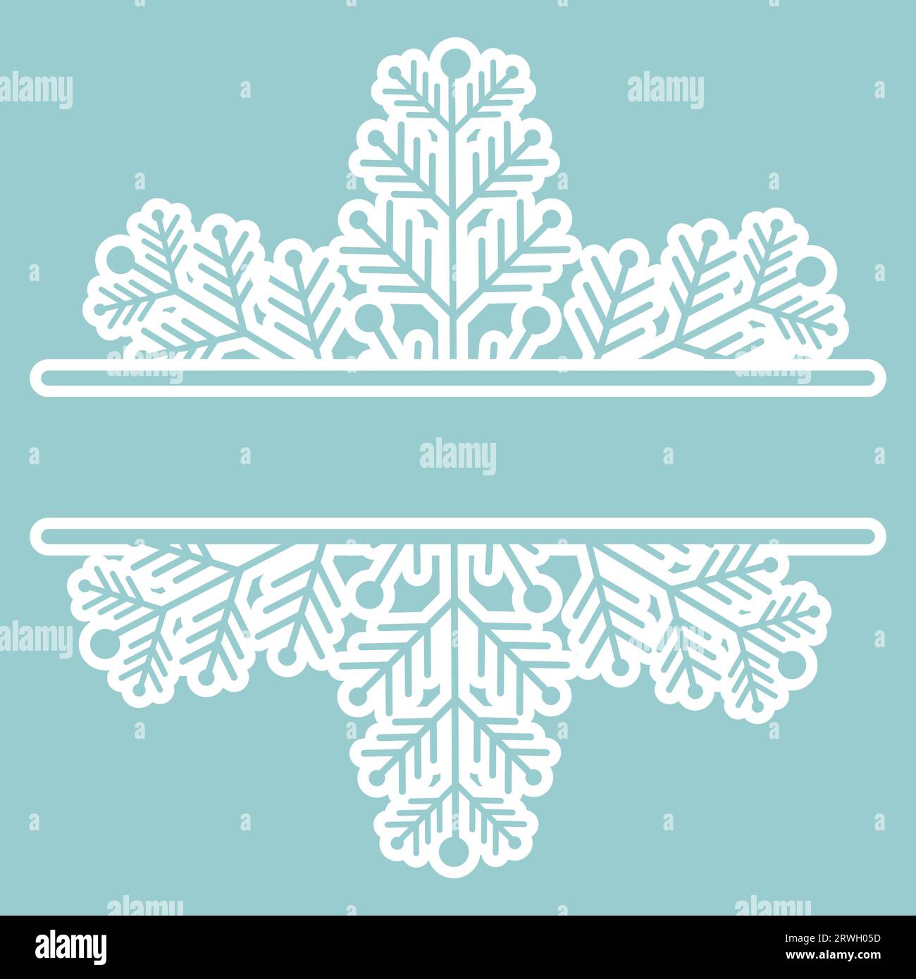 Decoration snowflake frame, monogram for text, cutout, line isolated on ...