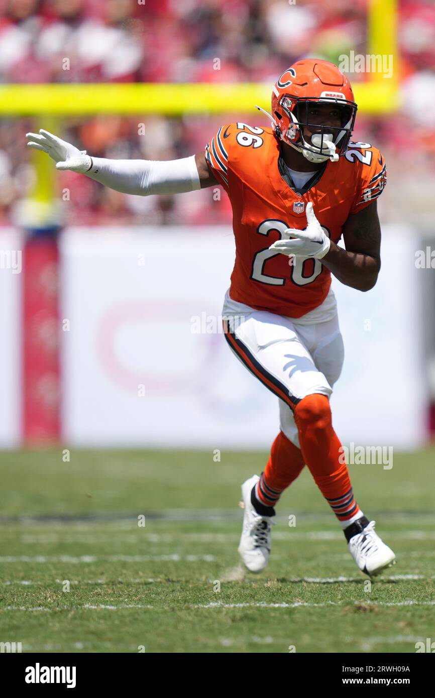 Chicago Bears safety Quindell Johnson (26) runs toward the ball during ...