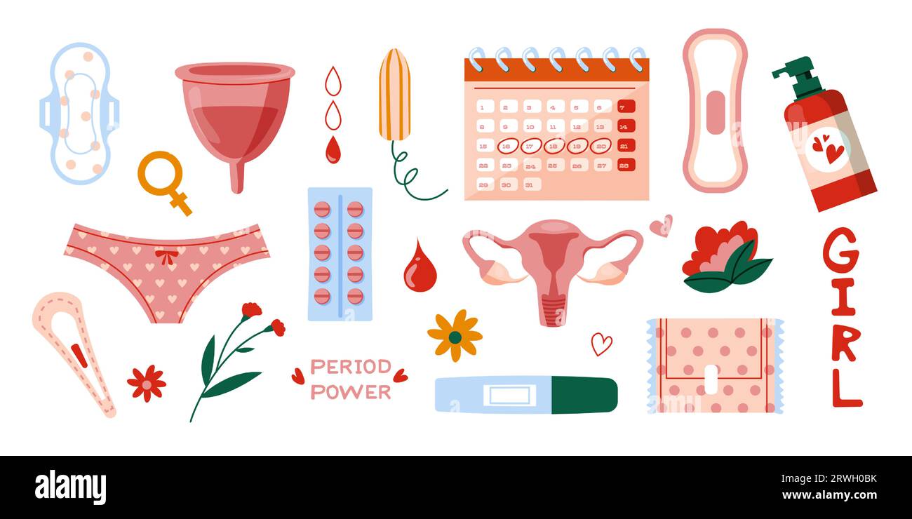 Menstrual period sanitary goods. Feminine hygiene cycle products ...