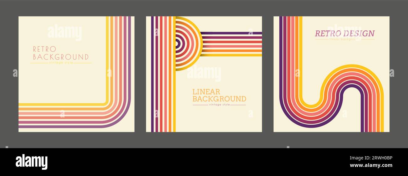 Vintage geometric background with colored parallel lines in the style ...