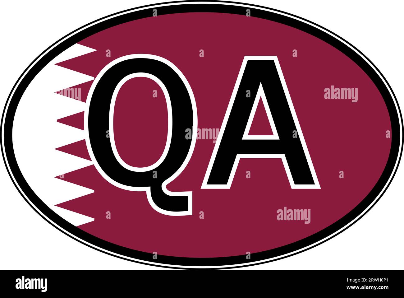 Qatar flag sticker, car acronym QA QAT domain country Stock Vector ...