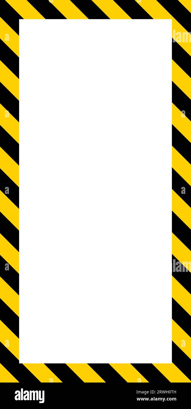 Vertical banner frame, diagonal yellow black stripes, striped ...