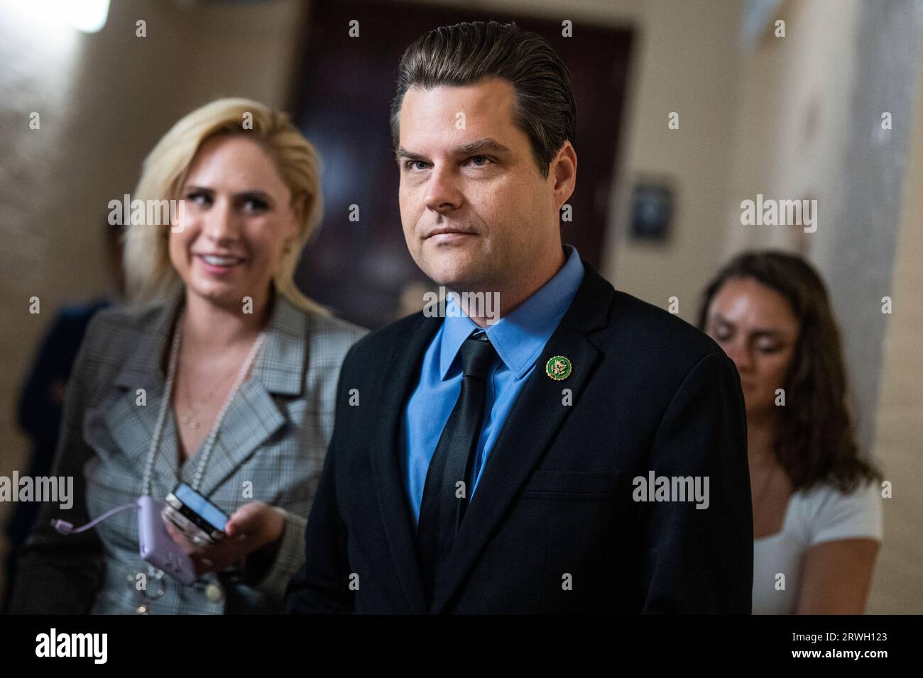 UNITED STATES - SEPTEMBER 19: Rep. Matt Gaetz, R-Fla., leaves a meeting ...