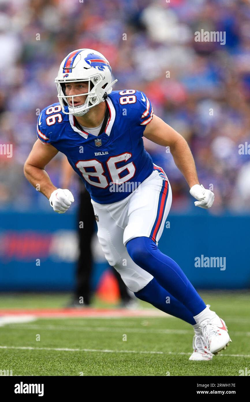 Buffalo Bills tight end Dalton Kincaid (86) runs on the field during ...