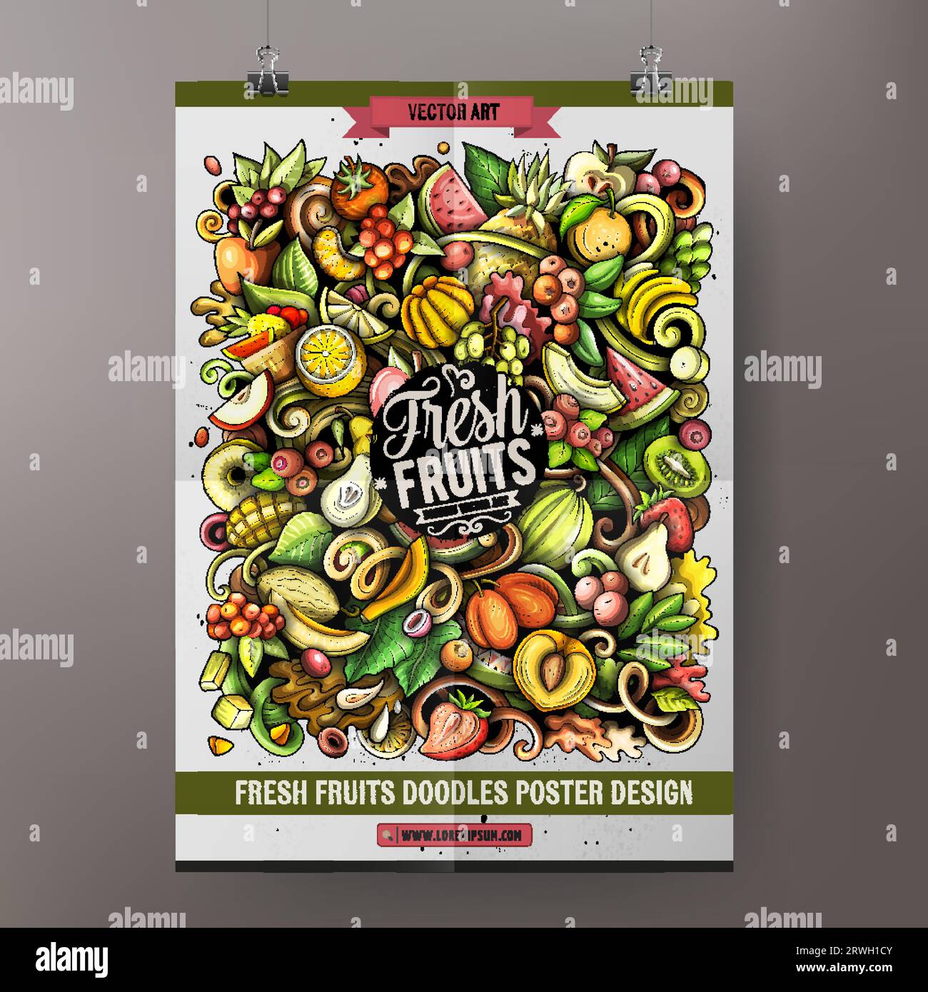 Cartoon vector doodle Fruits poster Stock Vector Image & Art - Alamy
