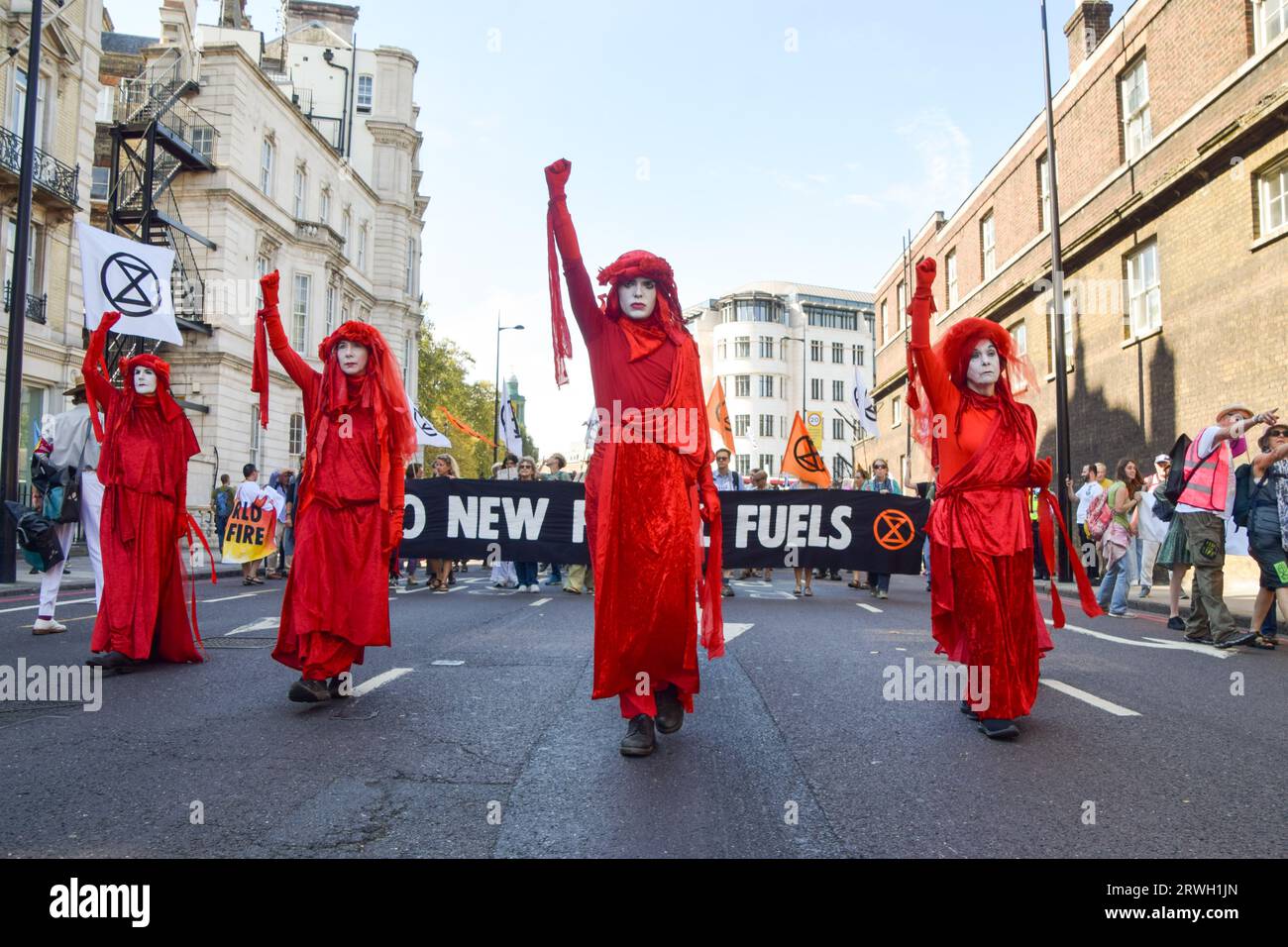 London, UK. 16th September 2023. Red Rebels march in Victoria as ...