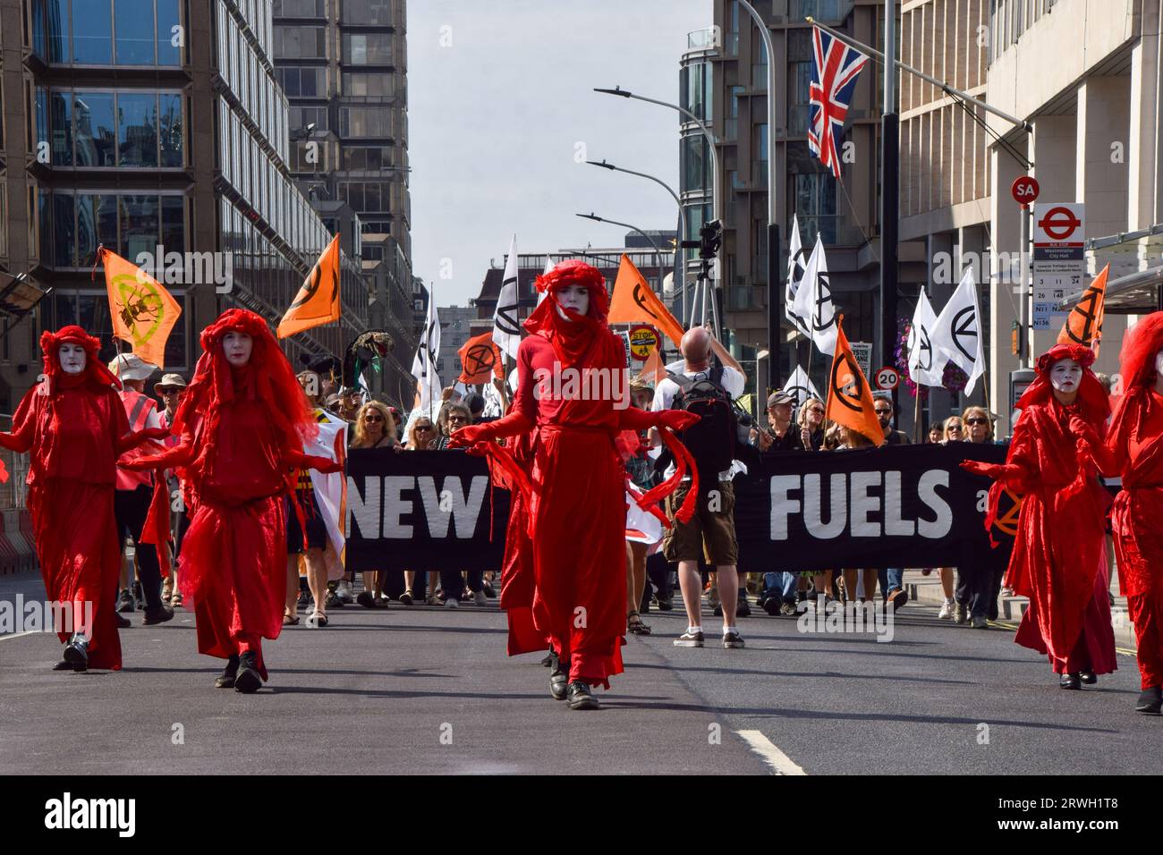 London, UK. 16th September 2023. Red Rebels march in Victoria as ...