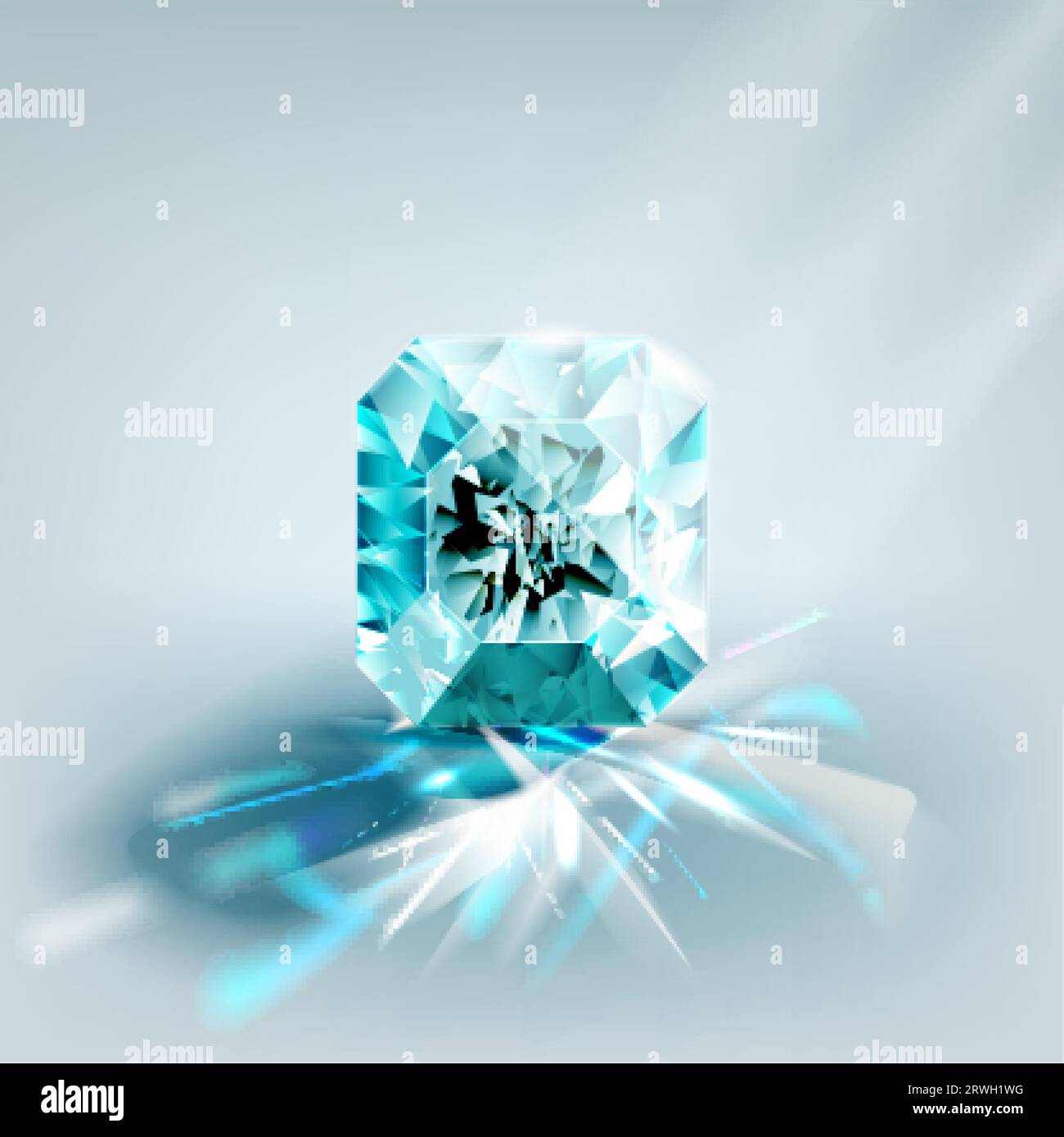 Realistic diamond with colorful light reflections. Shiny vector ...