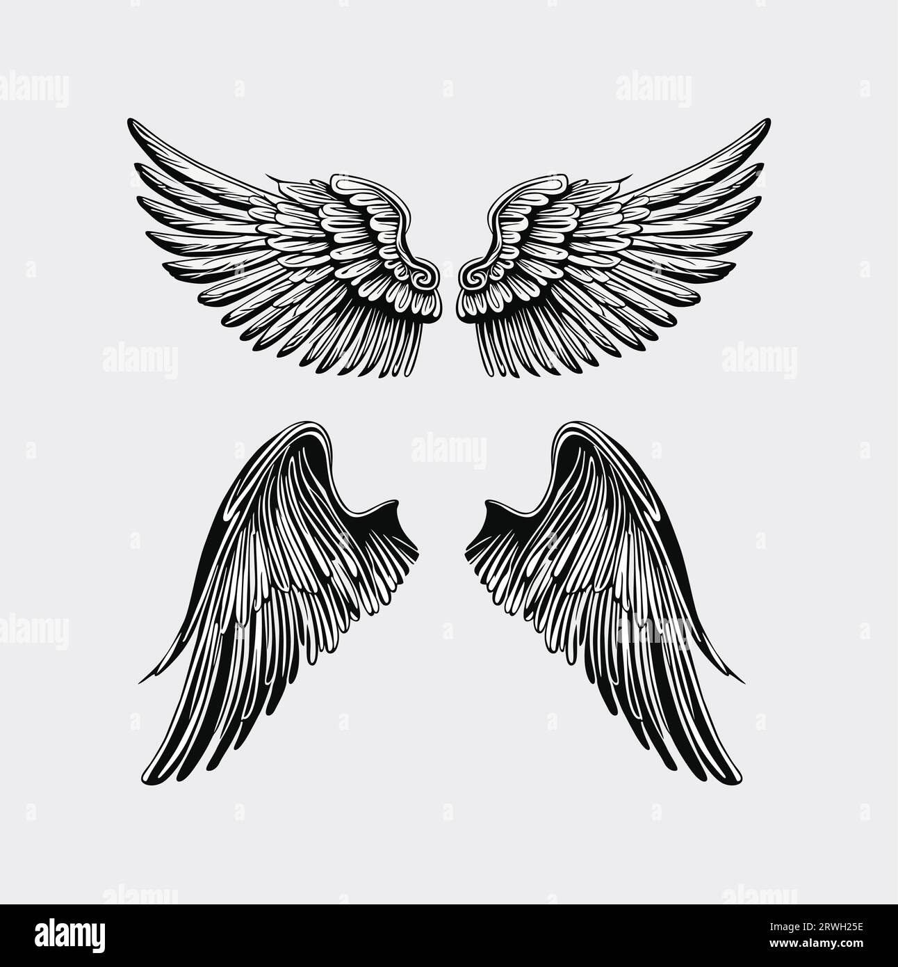 Wings vector sketch Black and White Stock Photos & Images - Alamy
