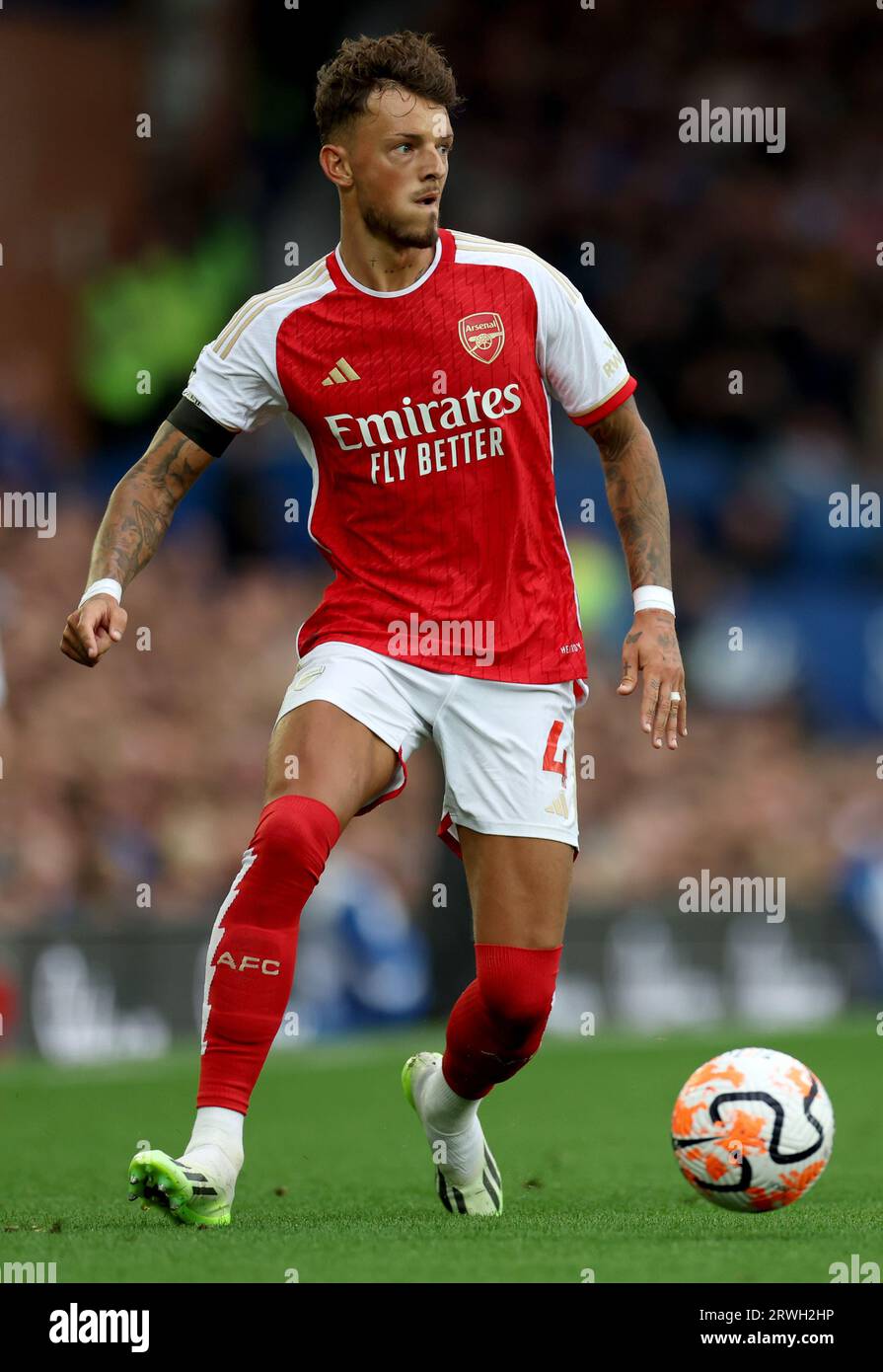 Arsenal's Ben White in action during the Premier League match at ...
