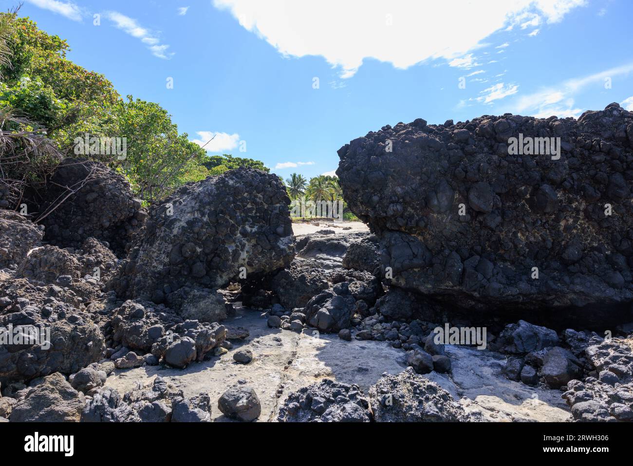 split rock path on fiji beach Stock Photo - Alamy
