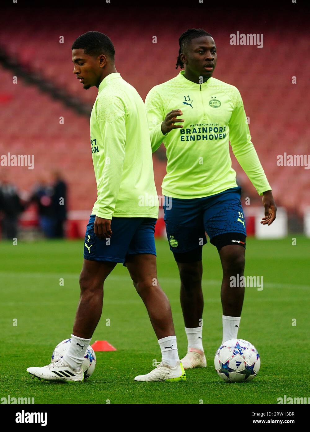 PSV Eindhoven's Shurandy Sambo (left) and Johan Bakayoko during a ...