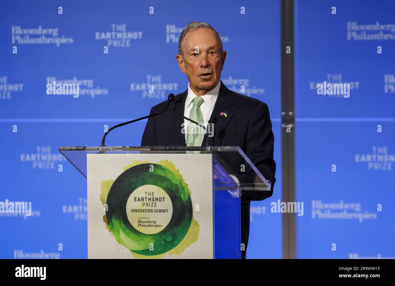 Former mayor of New York Michael Bloomberg speaks during the Earthshot ...