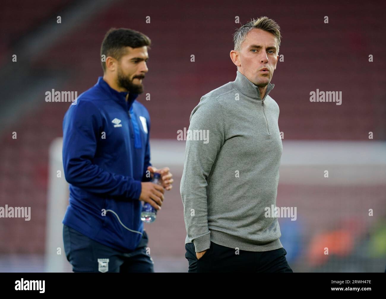 Ipswich Town manager Kieran McKenna (right) ahead of the Sky Bet ...