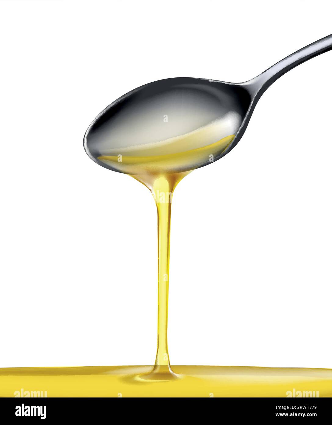 Organic olive oil poured from spoon Stock Vector Image & Art - Alamy